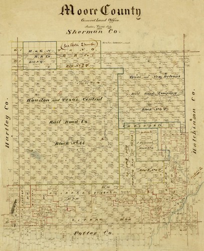 Historic County Map - Moore County Texas - General Land Office 1884 ...