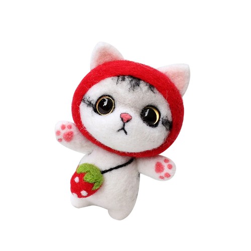 Plush Cat Doll Needle Felting Kit Wool Felt Needling Set for Kids Hand ...