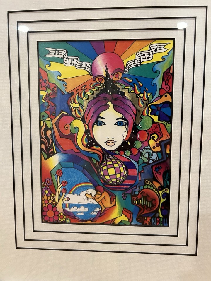 Vibrant Psychedelic Pop Art Print – Quadruple Matted; Professionally ...
