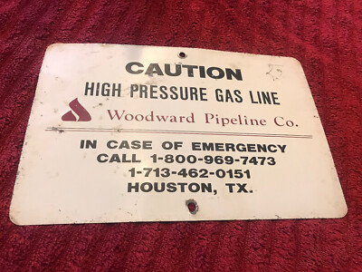 Woodward Pipeline Sign High Pressure Gas Line | eBay