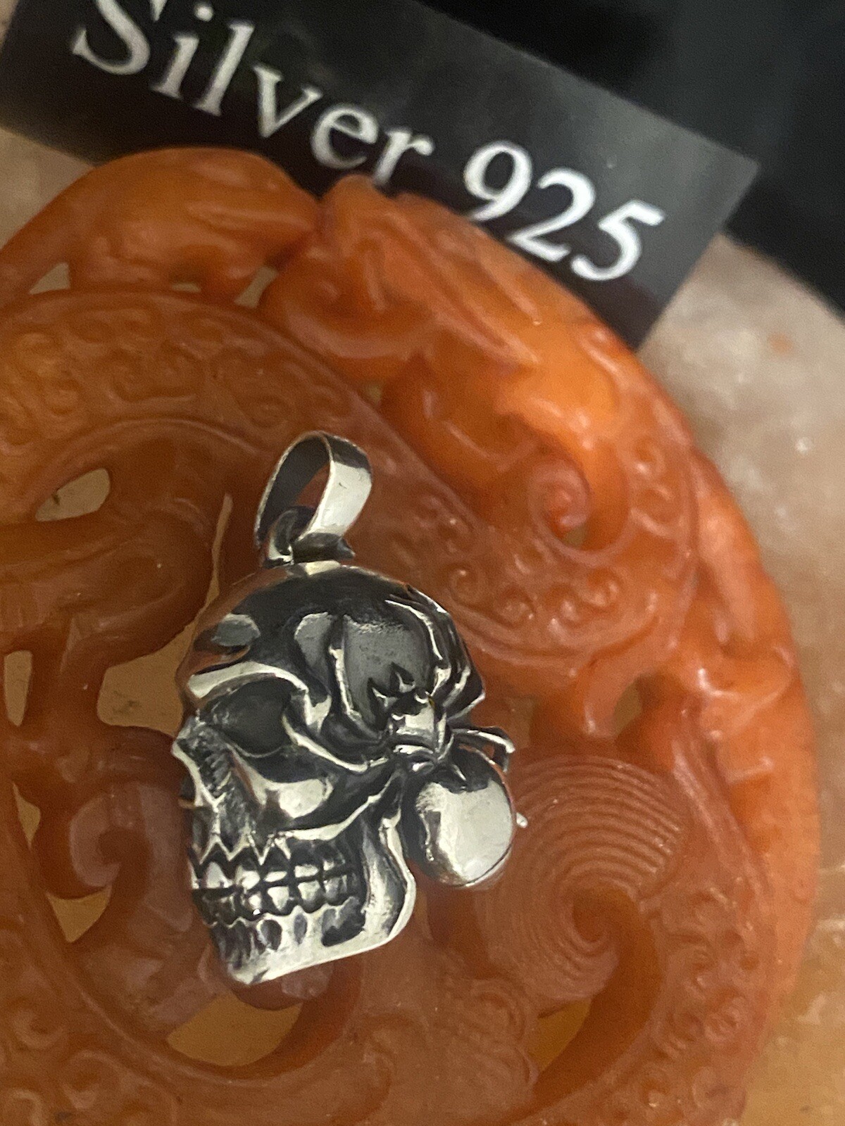 Solid Silver Skull And Spider Pendant And Chain | eBay UK