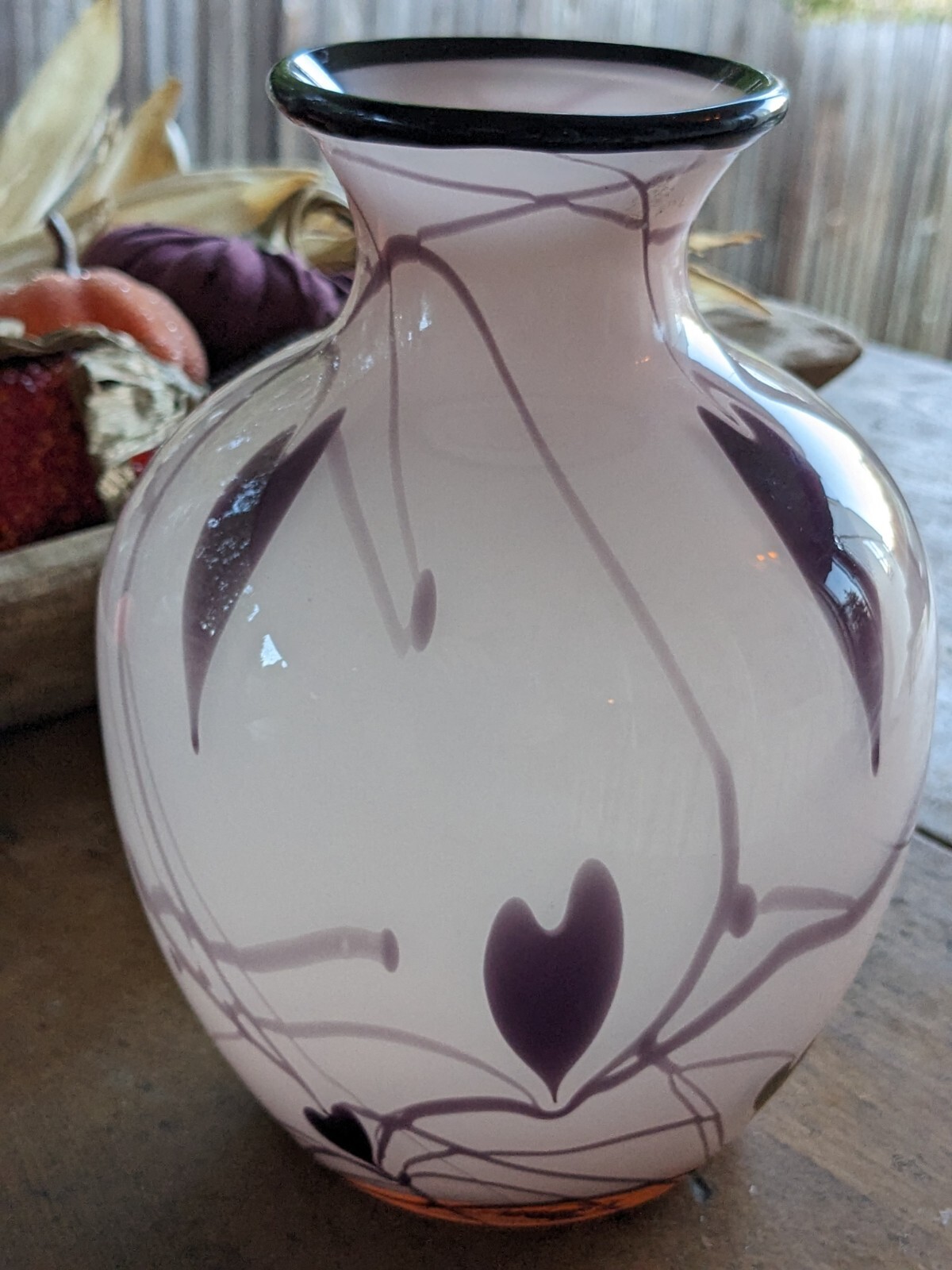 Fenton Dave Fetty Dark Purple Hanging Hearts Vase Dated 2003 | eBay