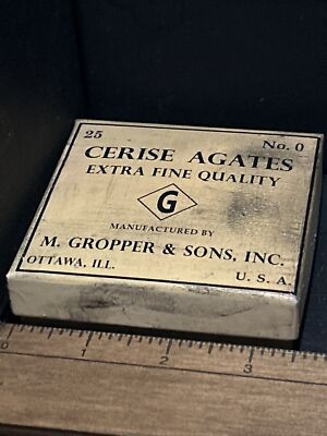 Peltier Glass Company Cerise Agates marbles presentation gift box for ...