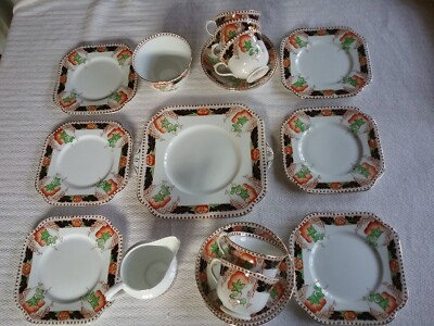 Art Deco Imari Style Royal Vale H. J. Colclough 20 Piece Tea Set ...