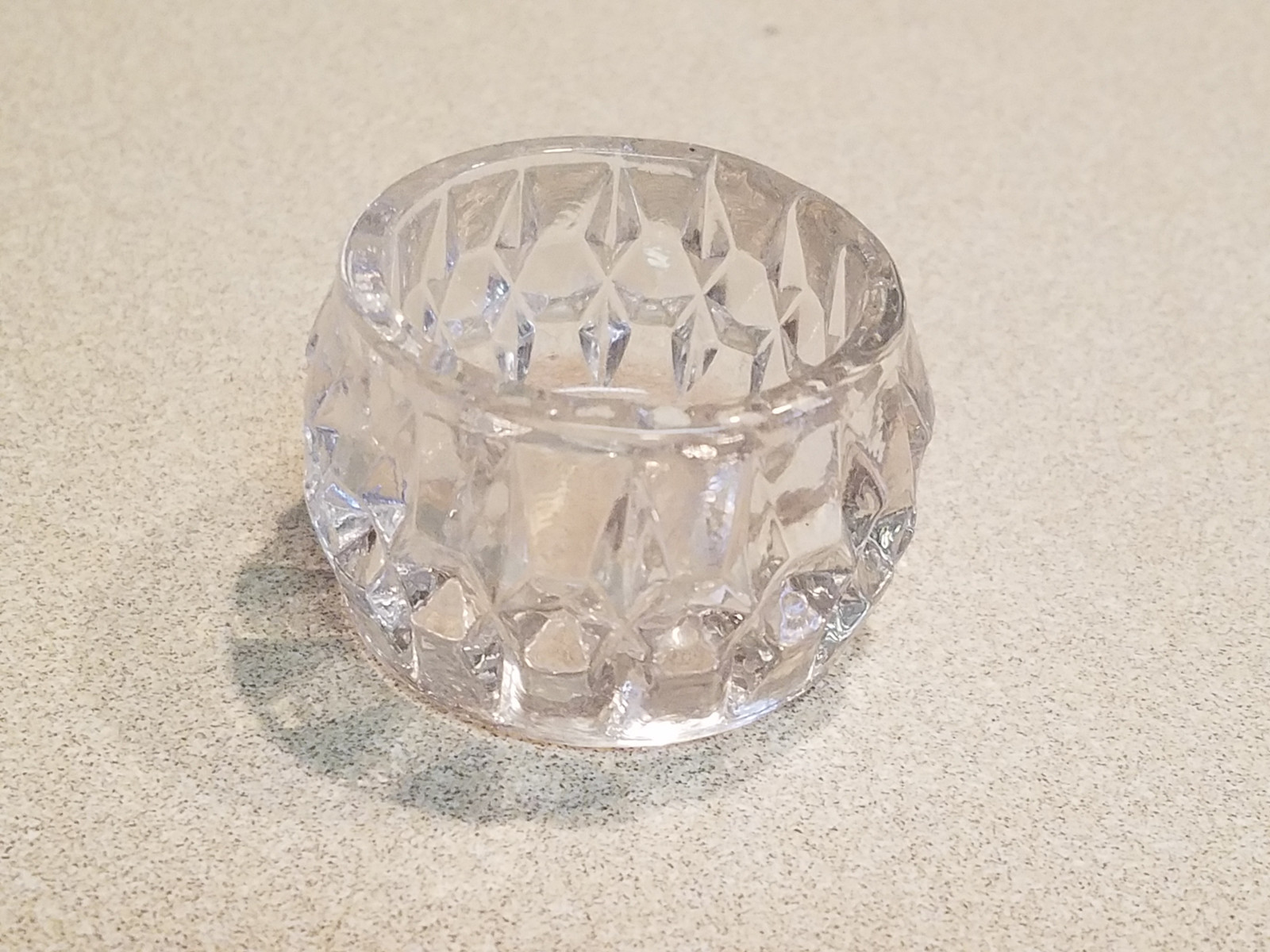 Vintage Set of Seven (7) Diamond Cut Glass Oval Faceted Salt Cellers ...