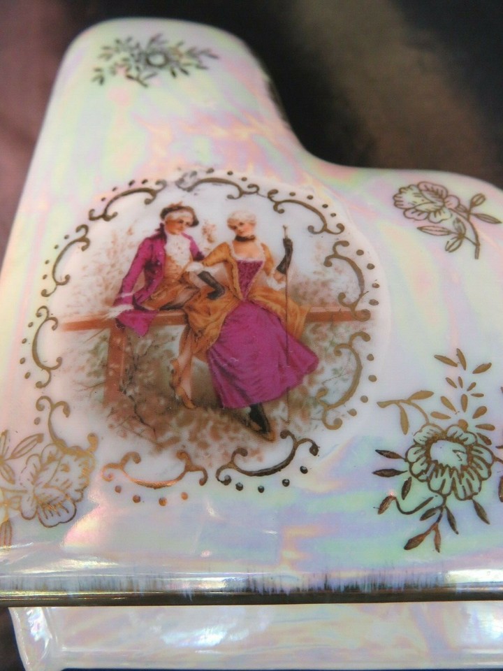 Beautiful ceramic Piano TRINKET JEWELRY BOX Victorian Picture (Empress ...