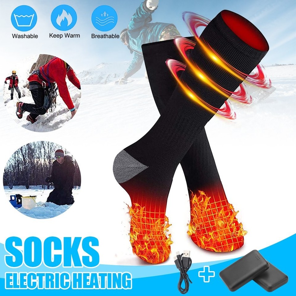 4000mAh Electric Heated Socks Foot Winter Warmer Sock Rechargeable ...