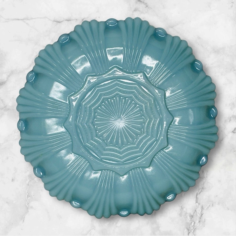 Vintage Fire King Delphite Blue Deviled Egg Plate Gold, Trim, Scallop ...