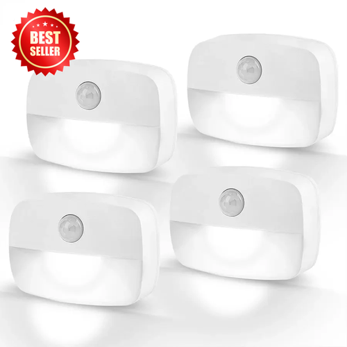 4Pcs Motion Sensor LED Night Light Wireless AAA Battery Powered Night ...
