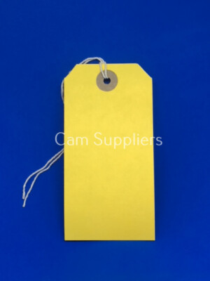 1000 Yellow Strung Tags 120 x 60 mm String Tie Parcel Label Ticket ...