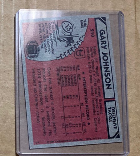 1980 Topps Gary "Big Hands" Johnson #210 Autographed Card San Diego ...