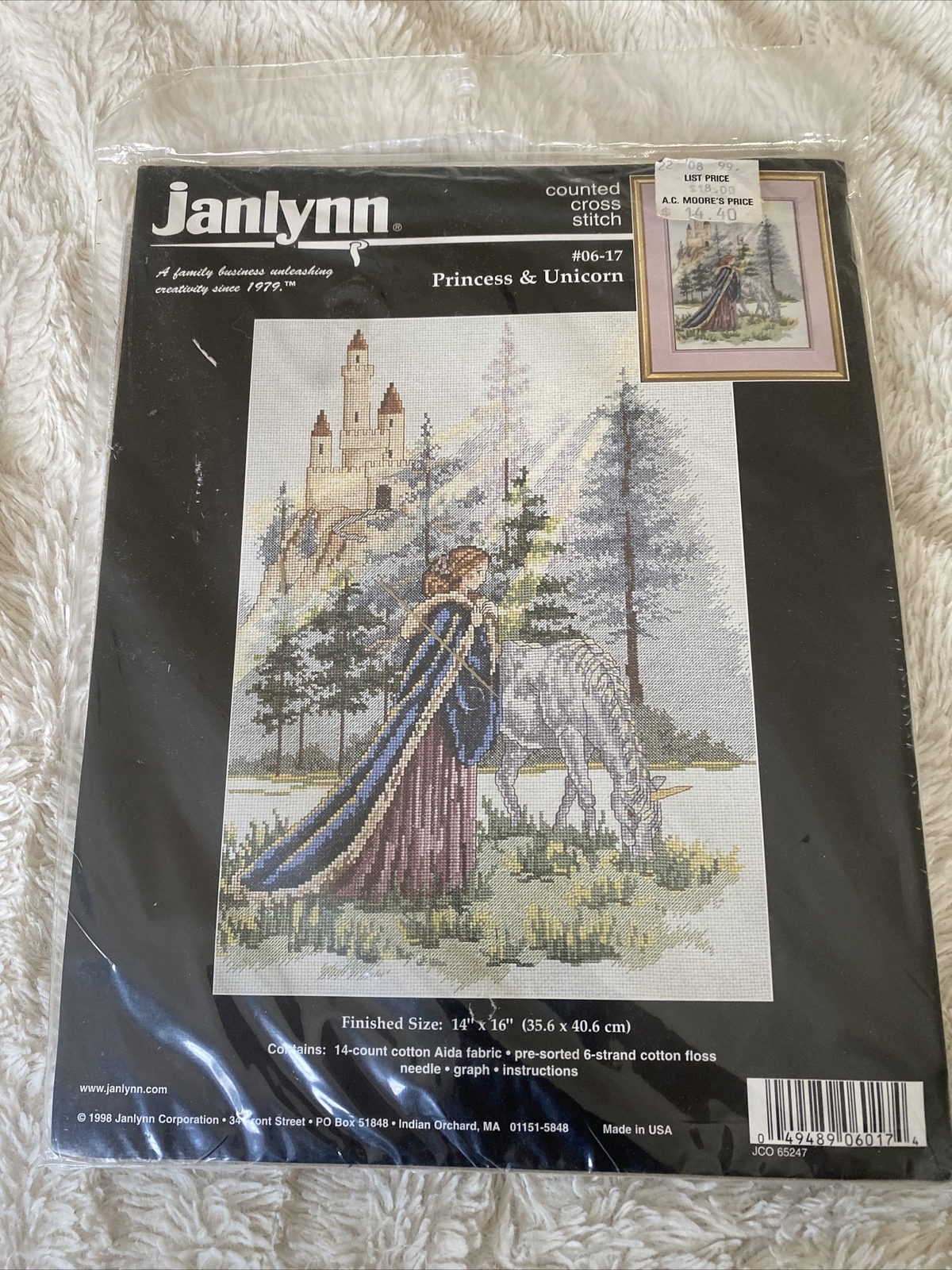 Janlynn 1998 #06-17 Princess and Unicorn Counted Cross Stitch 14 X 16 ...