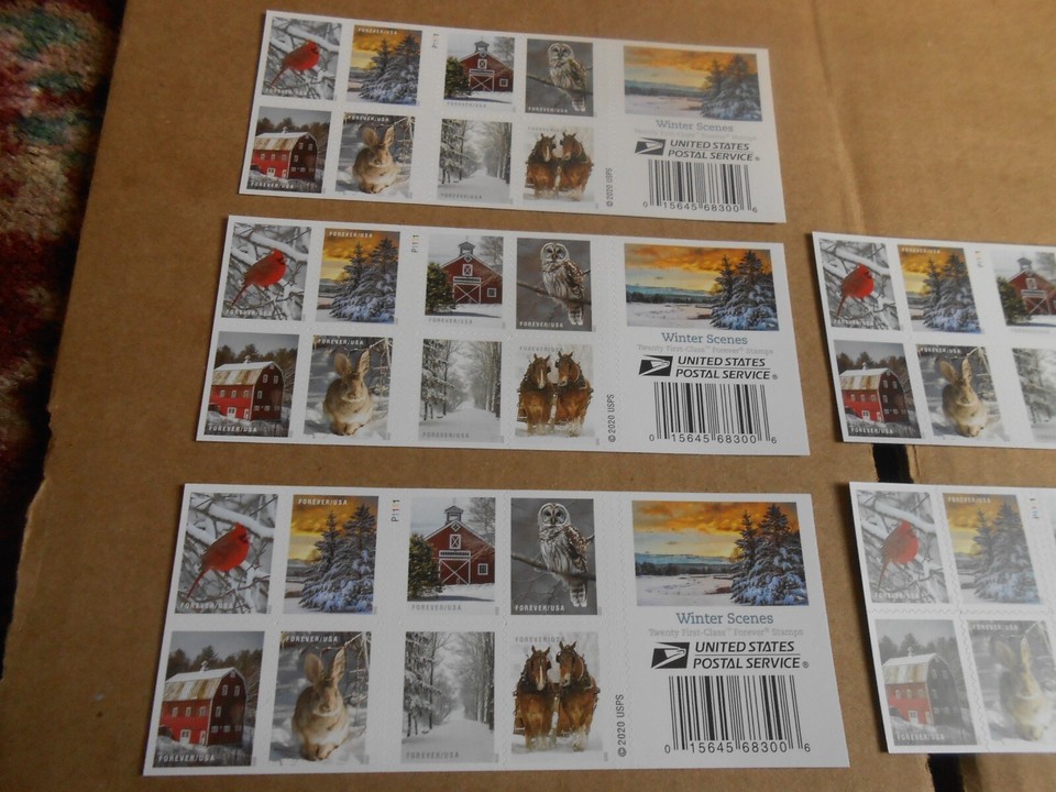 USPS FOREVER STAMPS FIRST CLASS 5 BOOKLETS OF 20 EA. 100 STAMPS TOTAL ...