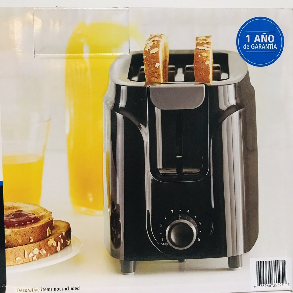 Mainstays 2 Slice Black Kitchen Toaster for Slice Bread Muffins and ...
