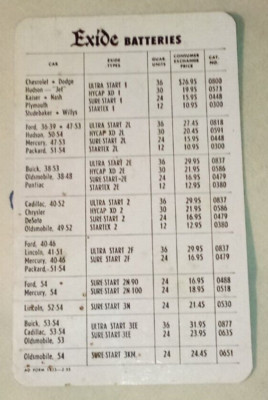 Vintage - 1950s Exide Batteries Card | eBay