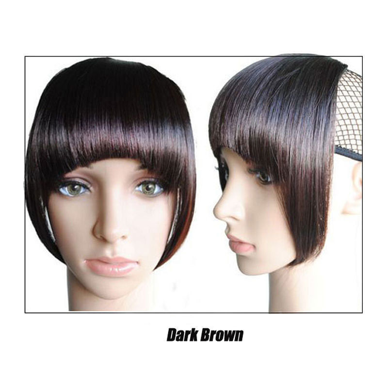 Straight Front Bangs Fringe Piece Clip In Hair Extensions Remy style ...