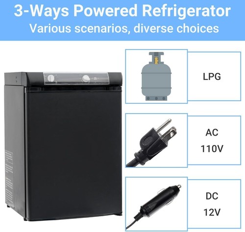 SMAD Mini Fridge Propane Refrigerator 3-Way Fridge RV 110V/12V LPG 1.4 ...