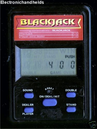 BLACKJACK ELECTRONIC HANDHELD MINI POCKET TRAVEL LCD GAME BLACK SMALL ...
