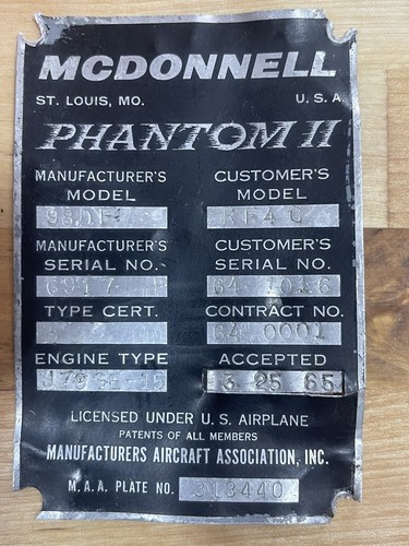 f 4 phantom Data Plate | eBay