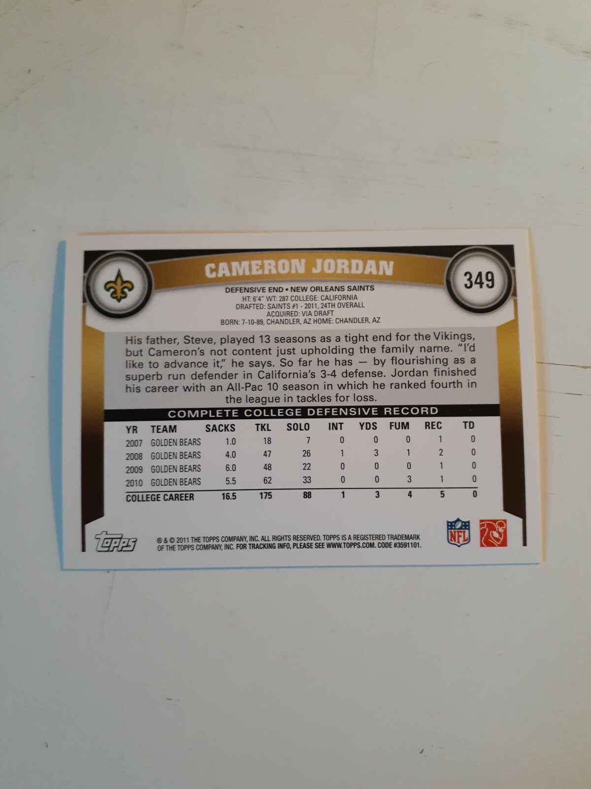 2011 Topps - #349 Cameron Jordan (RC) for sale online | eBay