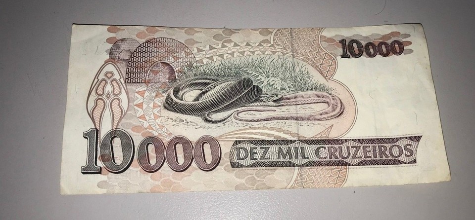 Brazil 10000 Ten Thousands Dez Mil Cruzeiros Paper Money Vital Brazil ...