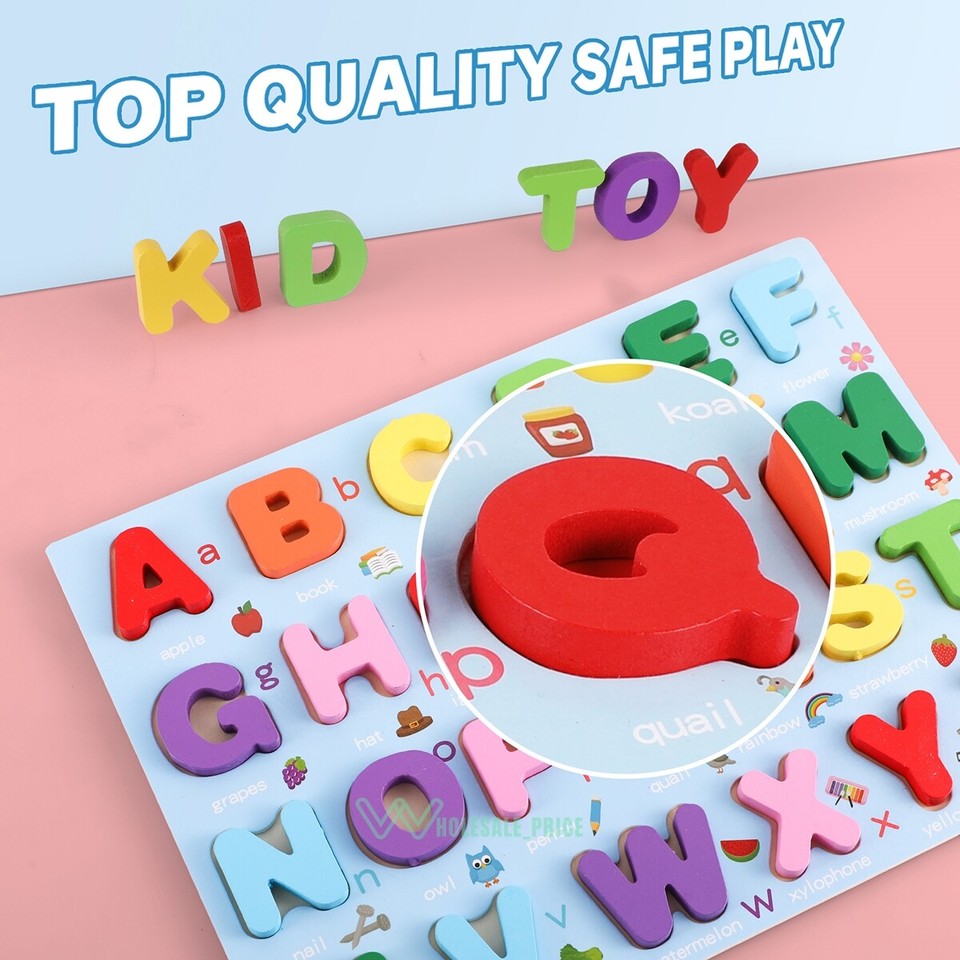 New -- Baby Kids Learning Toys Wooden Alphabet Number Puzzle ABC ...