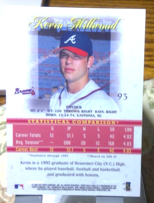 1998 Topps Gold Label - Class 2 #93 Kevin Millwood (RC) for sale online ...