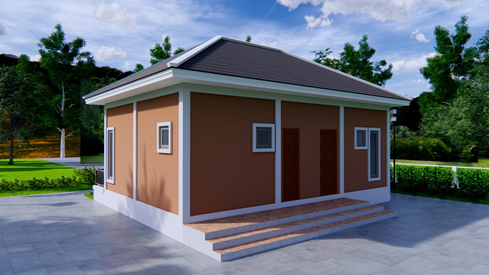 30x30 Feet Small House 9x9 Meter 2 Beds 2 Baths Hip Roof PDF & (A4 Hard ...