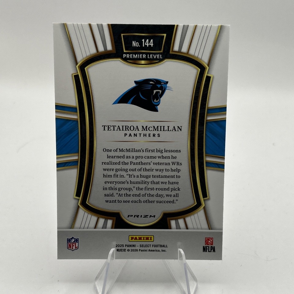 2025 Panini Select Tetairoa McMillan Premier Level Black Red Shock #144 ...