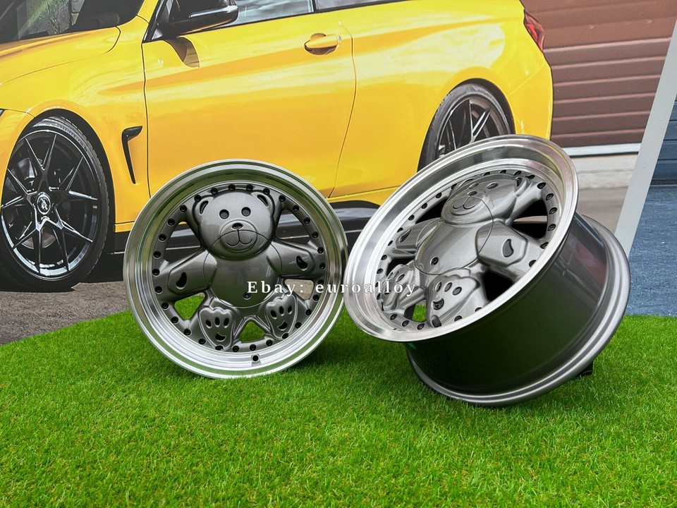 4 x 15 Inch 4x100 Teddy Bear Style Grey JDM Wheels: Fits For Honda ...