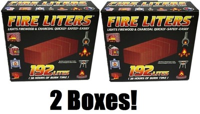 (2) boxes Fire Liters # 10192 192 Pack Fireplace Firewood Charcoal BBQ ...