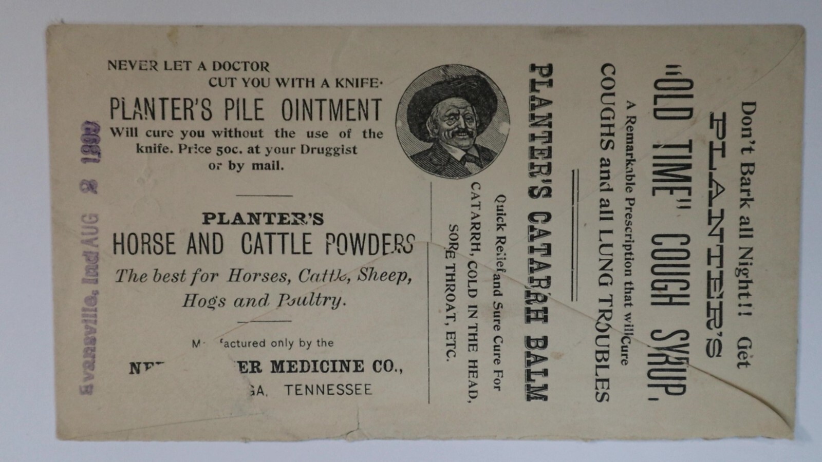 1899 Faith Kentucky Reg. 2+8c Planters Pile Ointment Cattle Powders ...