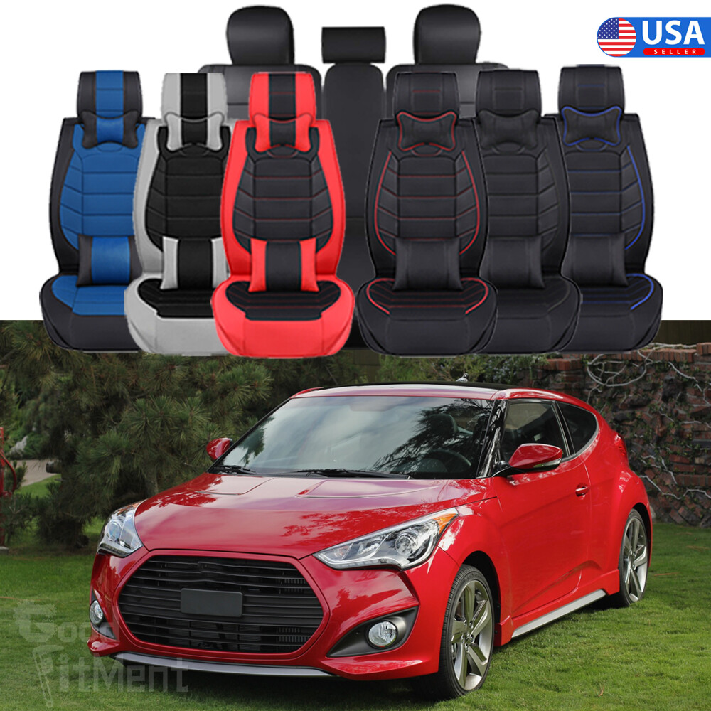 For Hyundai Veloster Car Seat Covers Full Set Luxury PU Leather 2/5 ...