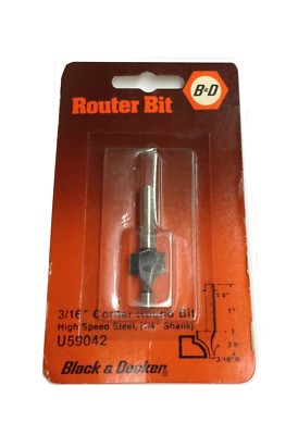 Black & Decker 3/16" Corner Round Router Bit (1/4" Shank) U59042 - Made ...