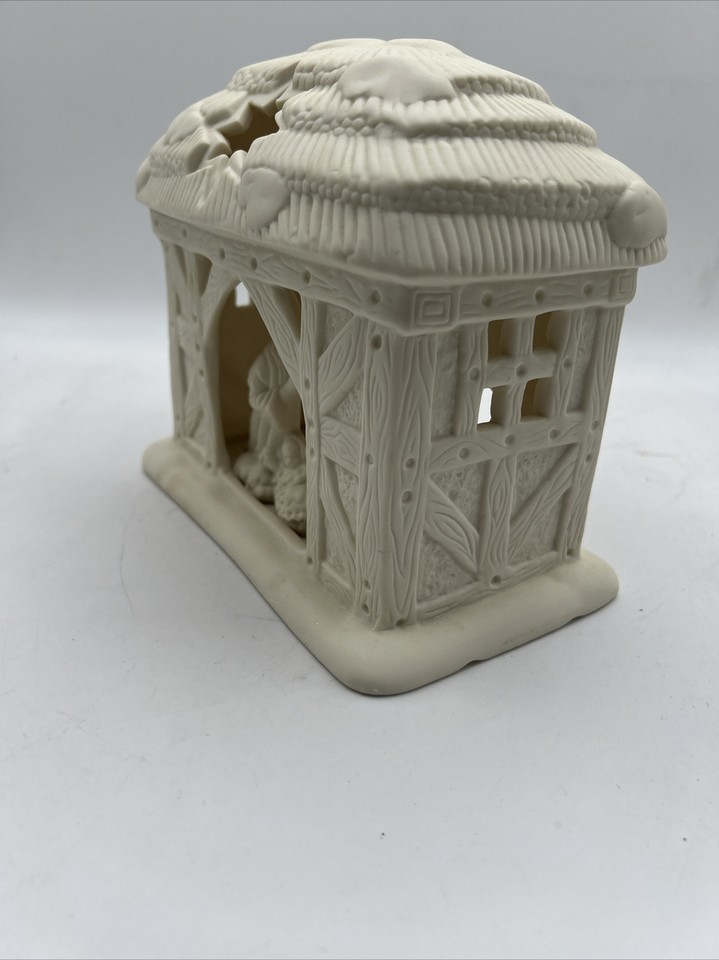 Partylite Christmas O Holy Night Nativity Scene Porcelain Candle Holder ...