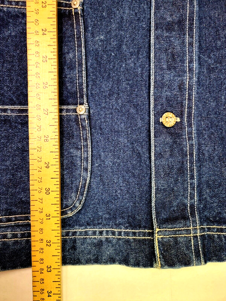 Vintage 90s BOXX JEANS XL Denim Jacket Blue Rugged Design Loose Fit Hip ...