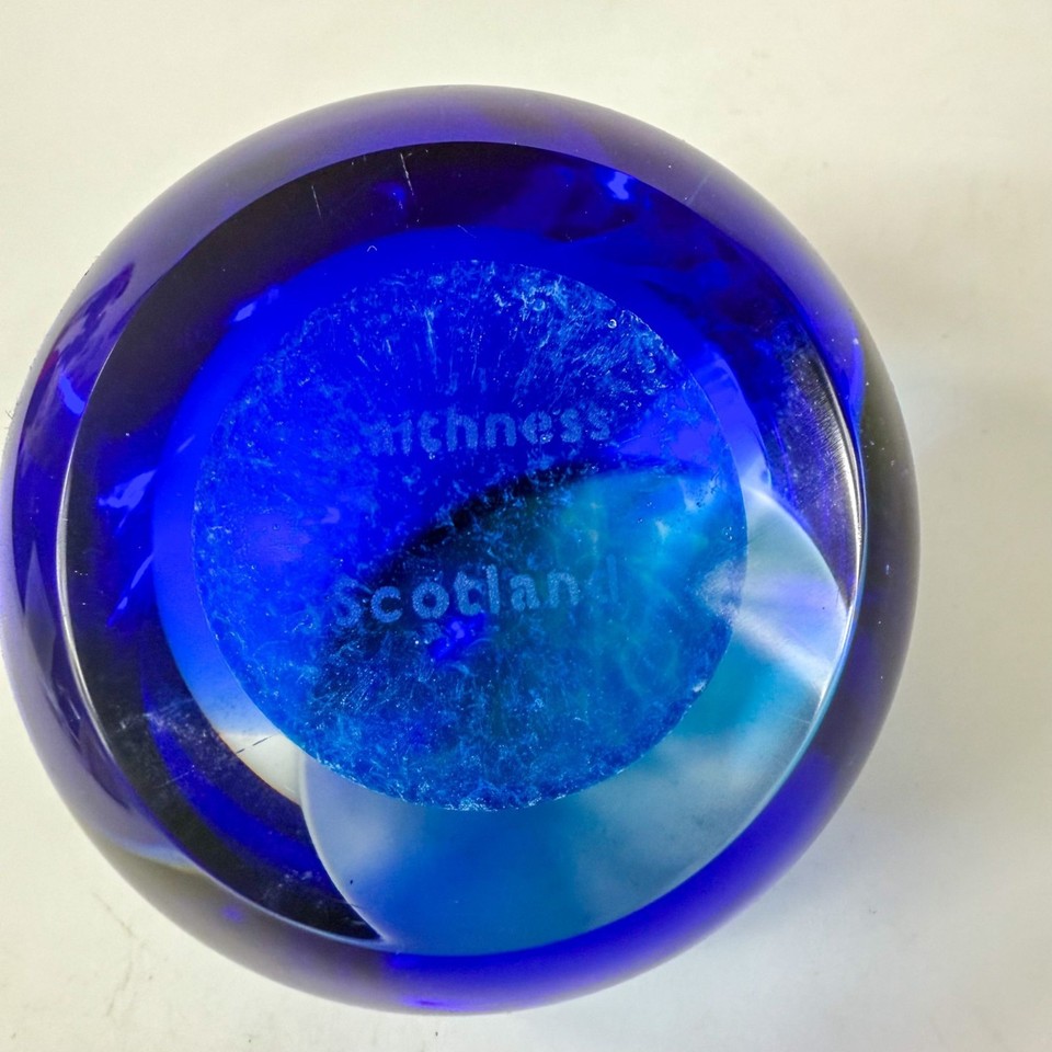 Caithness Scotland Art Glass Blue Round Paperweight Decorative ...