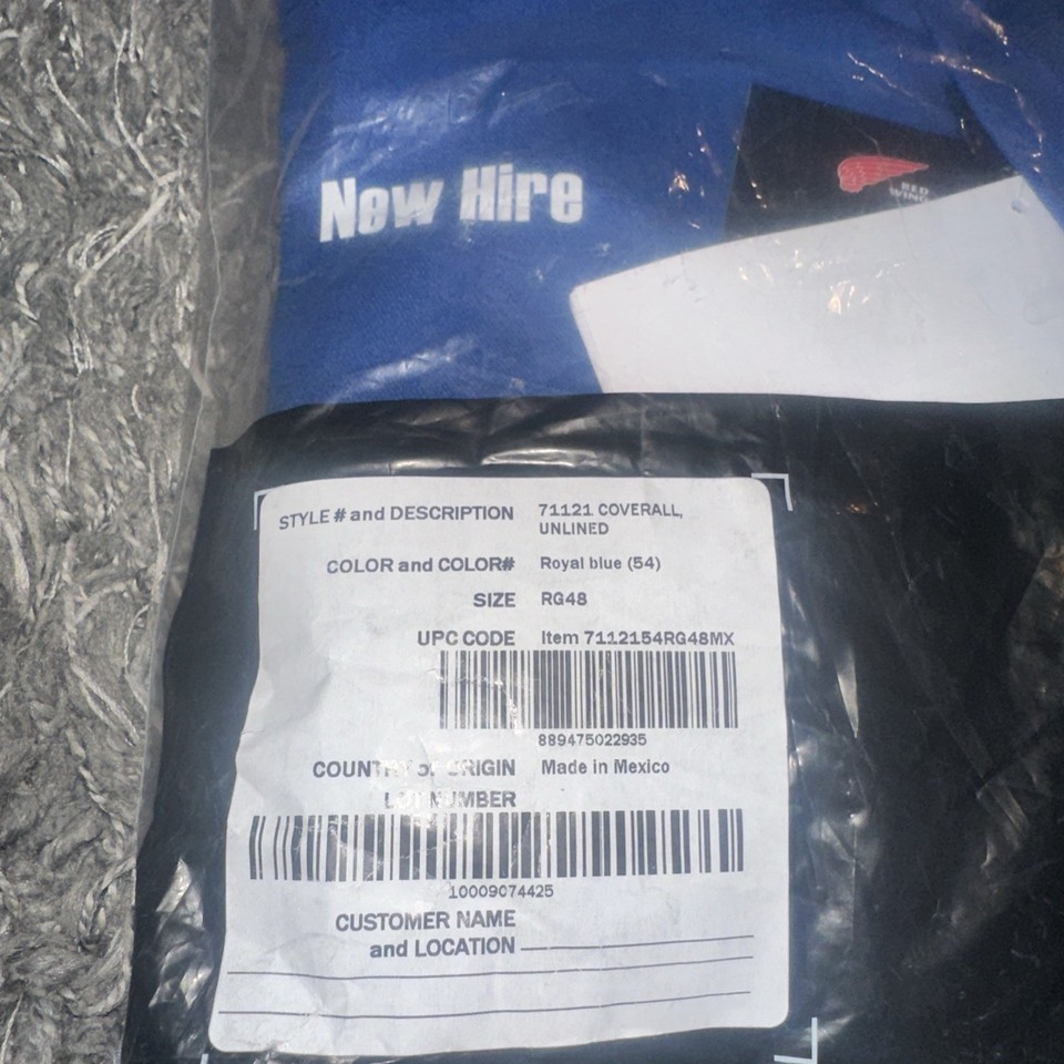 New Redwing Blue FR Coveralls Size RG48 Unlined HRC 2112 Royal Blue SLB ...