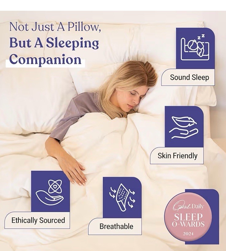 NIB- FluffCo Zen Fluff Pillow - Down Alternative Soft Standard/Queen ...