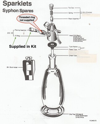 Spares Vintage BOC Sparklets Soda Syphon - piercing pin assembly recon ...
