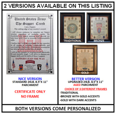 MC-NICE or BETTER: Army Sapper Creed ALL UNITS PERSONALIZED | eBay