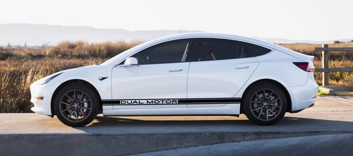 Tesla Model 3 2017-2024 Custom DUAL MOTOR Side Vinyl Decal Set Electric ...