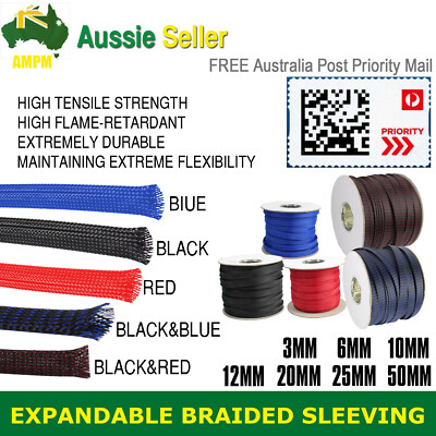 150% Expandable Braided Wire Wrap Cable Sleeving Sheath Mesh Loom Cord ...