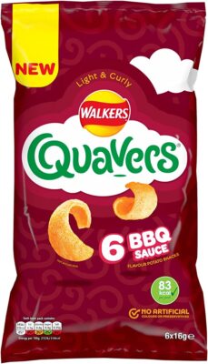 Walkers Crisps Quavers BBQ Sauce Light & Curly 6 pack Snacks | eBay UK