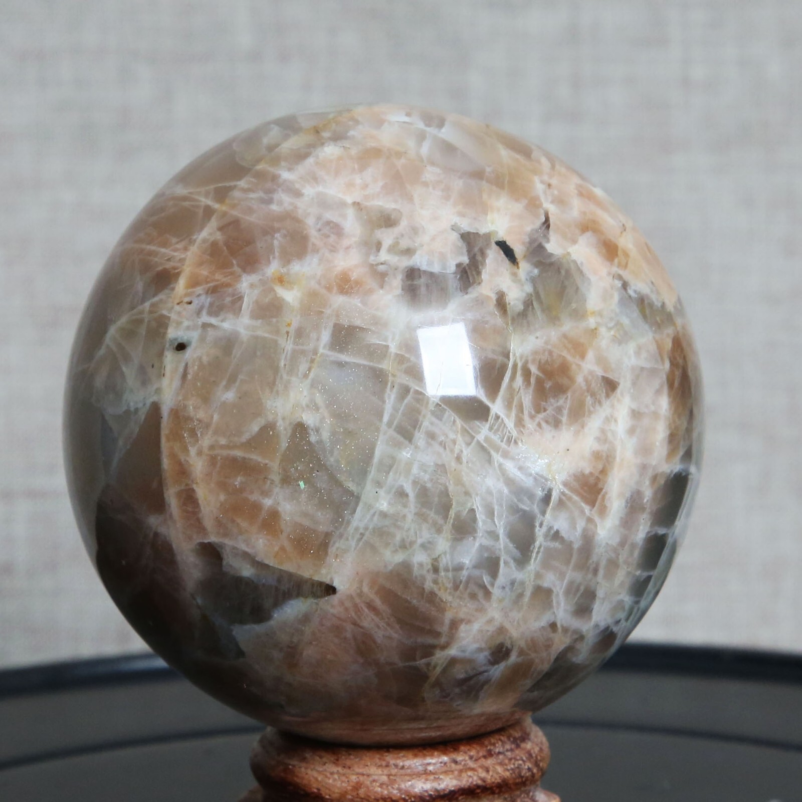 B7384-72mm-521g Natural orange moonstone quartz crystal ball healing | eBay