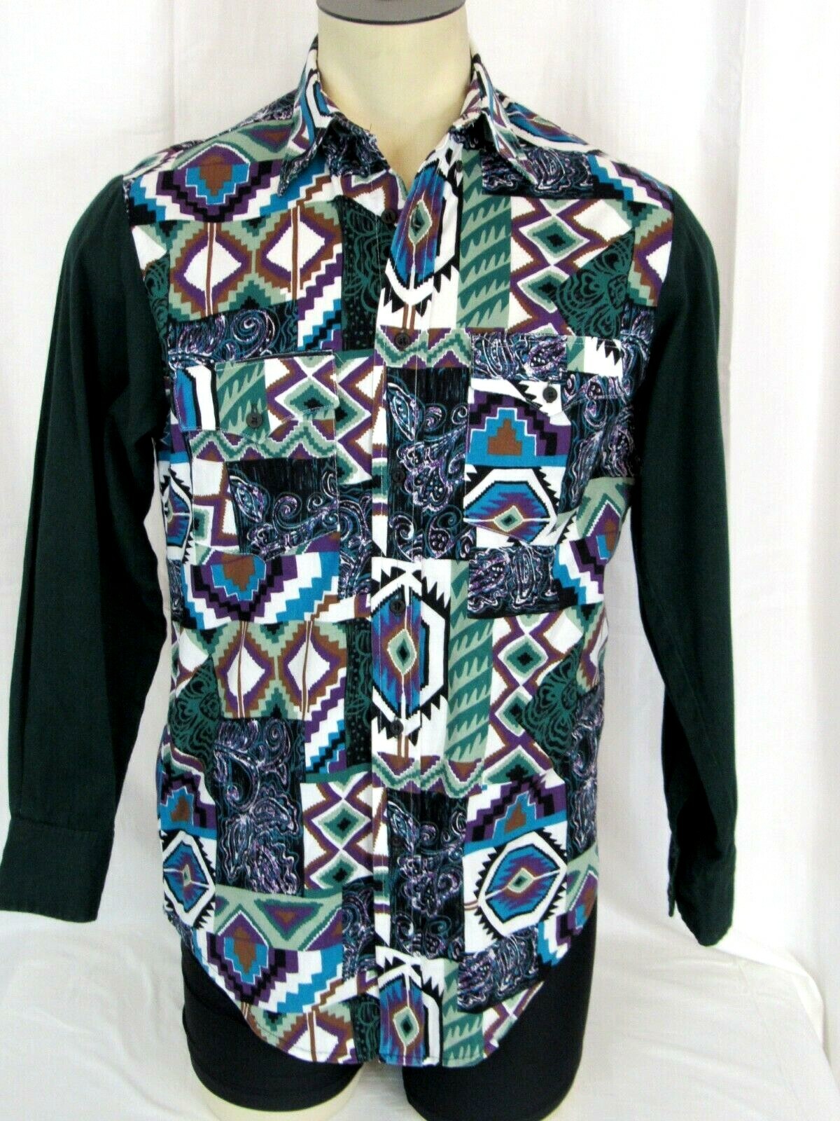 Vintage Roughrider Western Aztec Shirt Mens L? Fits… - Gem