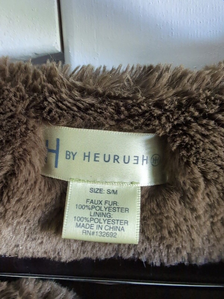 H By Heurueh Plush Faux Fur Vest Color Block S/M Black & Hunter Green ...