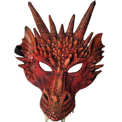 Red/Orange Dragon Head Half Mask 3D Soft Foam Cosplay Halloween Adult ...