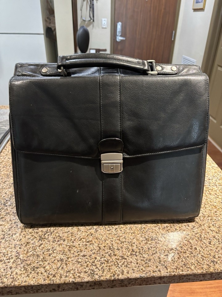 Wilsons Pelle Studio Men's Black Leather Briefcase. | eBay