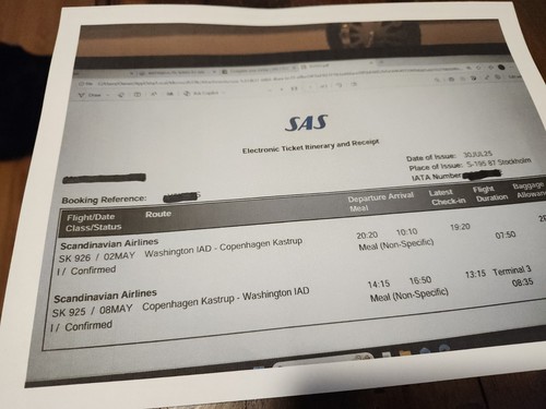 SAS Scandinavian airlines gift certificate BUSINESS CLASS 2 tickets ...